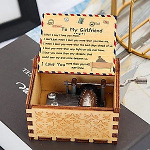 Engraved Colorful Wooden Music Boxes,Hand Crank Classical Wood Sunshine Musical Box, Personalized Wooden Music Boxes, for Birthday Christmas Valentine's Day. (Girlfriend)