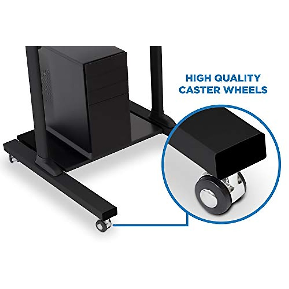 Mount-It! Mobile Standing Desk/Height Adjustable Stand Up Computer Work Station | Rolling Presentation Cart with 27.5 Inch Wide Platform, Locking Wheels
