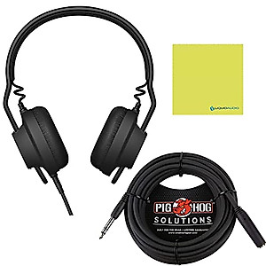 Liquid Audio Aiaiai TMA-2 DJ Modular Professional Headphones Bundle w/Pighog 25’ Extension Cable Polishing Cloth (3 Items)