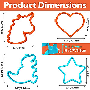 Kamehame Silicone Pancake Molds for Heart, Star, Dinosaur, Unicorn Shape Pancakes, 4 Pack Nonstick Pancake Shaper for kids, Fun Cake Ring Mold for Griddle Cooking
