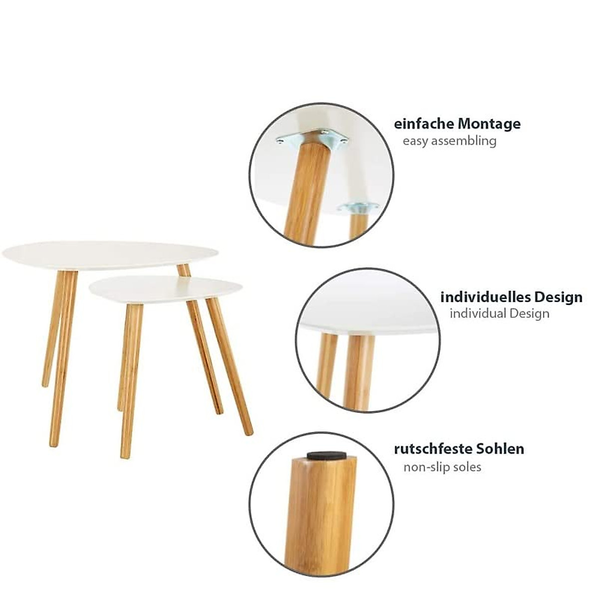 WXBDD Coffee Tables Set of 2 Living Room End Table Sofa Triangle Decor Side Tea Table Furniture for Home Office