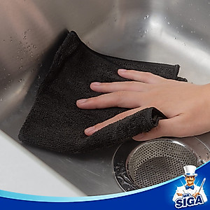 MR.SIGA Microfiber Cleaning Cloth, All-Purpose Microfiber Towels, Streak Free Cleaning Rags, Pack of 12, Black, Size 32 x 32 cm(12.6 x 12.6 inch)