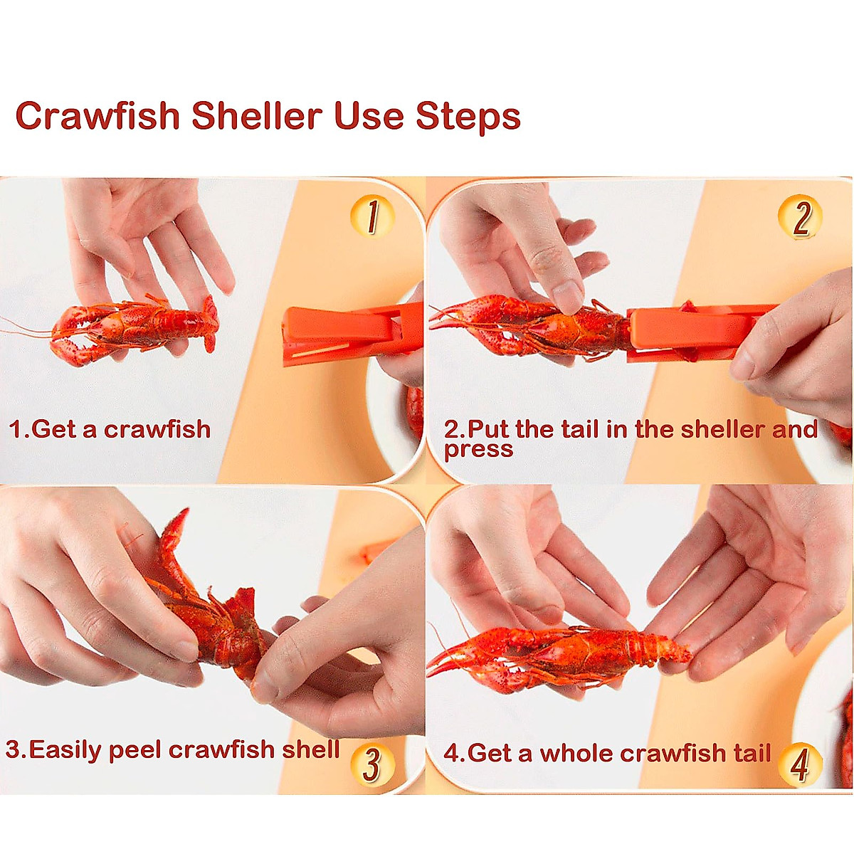5 Pcs Upgrade Crawfish Sheller Tool, 2024 New Crawfish Shucker for Peeling Cooked Shrimp Tails, Portable Shrimp Peeler Seafood Tool 2 Seconds Quick Peeling Crawfish Shelling Tool