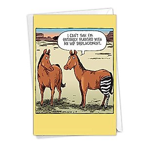 NobleWorks - Funny Get Well Soon Card with Envelope - Surgery Humor, Feel Better Recovery Greeting Card - Hip Replacement C1770GWG