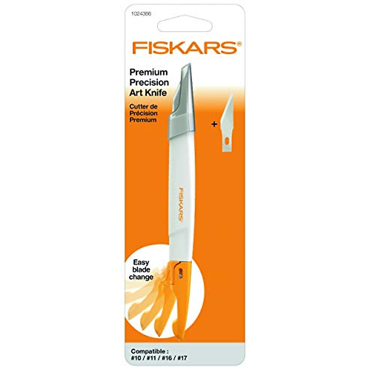 Fiskars Premium Precision Art Knife - N°11 Blade, Precision Handicraft Knife/Blade, Total Length: 15.5 cm, Incl. 1 Blade No. 11, Quality Steel/Plastic, White/Orange, 1024386