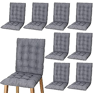 Pinkunn 8 Pieces Patio Chair Cushion with Tie 16 x 37 x 3 Inch Outdoor High Back Rocking Chair Cushion Tufted Pillow Fade Resistant Seasonal All Weather Replacement Seat Cushions Gray