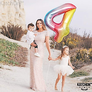 KatchOn, Giant, Rainbow 4 Balloon Number - 40 Inch | Number 4 Balloon, Unicorn 4 Birthday Decorations | Number Four Balloon, Unicorn Rainbow 4th Birthday Decorations | Mermaid Birthday Decorations