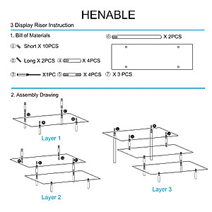 HENABLE 2PCS Acrylic Display Risers, Perfume Stand Organizer, Clear Acrylic Shelf Risers for Display Stands for Food, Tabletop Use, Amiibo Funko POP Figure, 3 Tier Clear Cupcake Stand Risers
