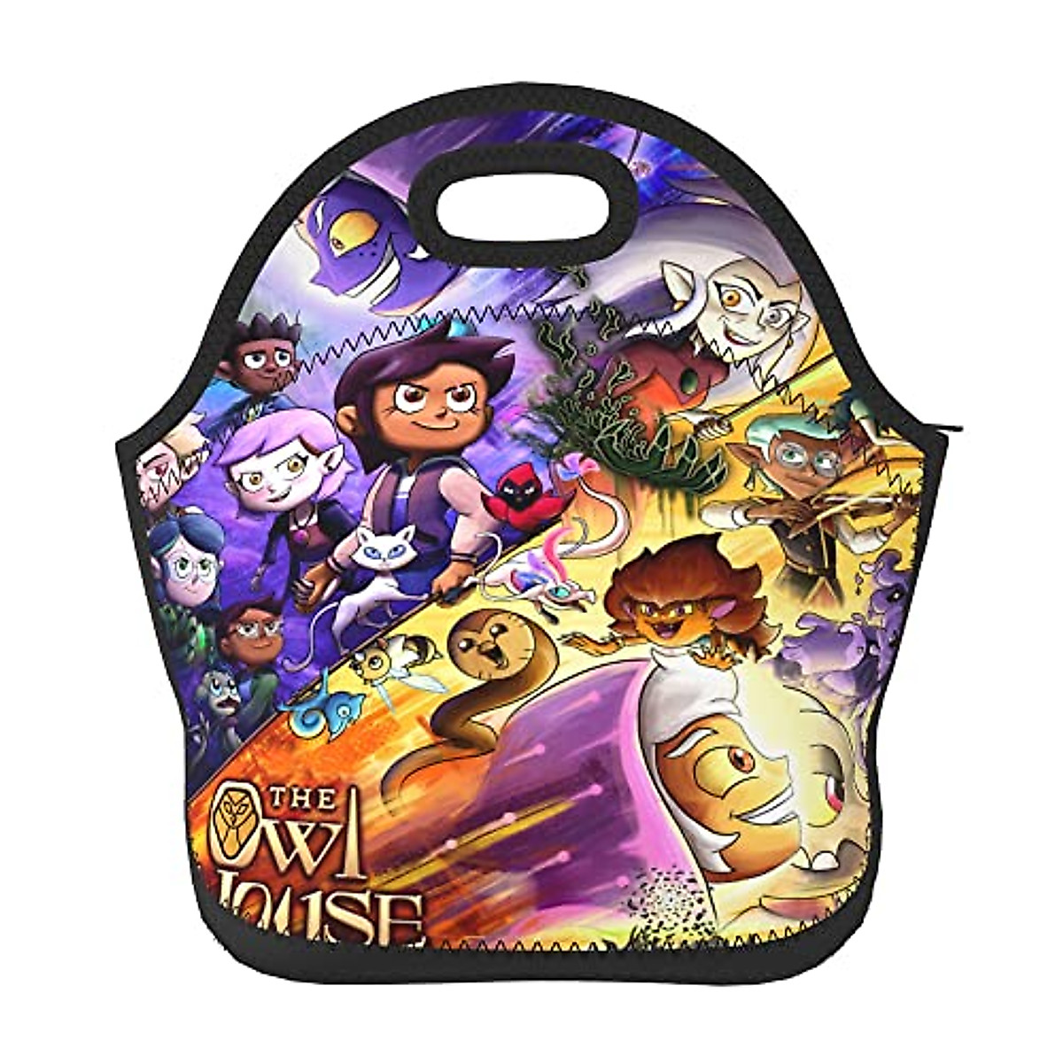 atgzfdr The Owl Anime House Lunch Bag Neoprene Zipper Lunch Box Insulated Picnic Bag Lightweight Tote Bags 11.4x11x5.5 Inches