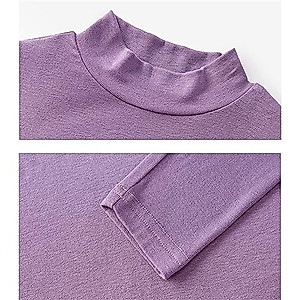 Toddler Girl Solid Color Turtleneck T Shirt Long Sleeve Base Shirt Inside for 1 to 8 Years Old Tops (Purple, 6-7 Years)
