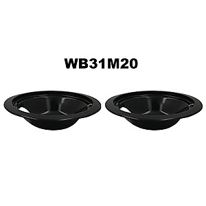 WB31M19 and WB31M20 Range Cooktop Porcelain Drip Pans Replacement Set Compatible with GE Hotpoint Kenmore Range with Locking Slot - Includes 2 6-Inch and 2 8-Inch Pans, 4 Pack, Black