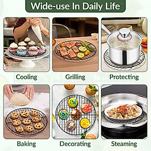 TeamFar Cooling Rack, 9inch Round Baking Wire Rack with Stainless Steel Core & Nonstick Coating, for Roasting Grilling Steaming, Non Toxic & Sturdy, Oven Safe & Anti-melt, Easy Clean – Set of 2