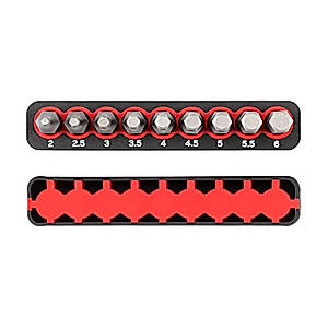 TEKTON 1/4 Inch Metric Hex Bit Set with Rail, 9-Piece (2-6 mm) | DZX93002