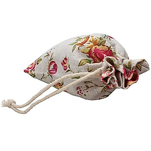 FASOTY Lot of 24 Rose Drawstring Burlap Bags Flower Pouches Bags Linen Gift Bags Jewelry Pouch Jute Sacks for Wedding Favor Party Gifts, DIY Craft, Presents, Valentines 3.7x5.2 Inch