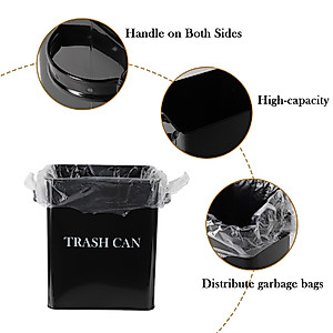 Xbopetda Desk Trash Can, Metal Countertop Trash Can with 20 Garbage Bag, 7.8 L / 2 Gallons Trash Can Dispenser Wastepaper Basker for Office, Small Garbage Can for Bathroom Vanity Coffee Table (Black)