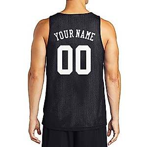 Custom Reversible Basketball Jersey - Front and Back (Adult X-Large, Black)