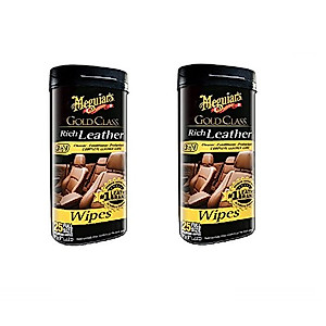 Meguiar's G10900 Gold Class Rich Leather Cleaner & Conditioner Wipes, 2 Pack