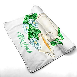 luxteen Herbal Tea Hand Towel - Print Bath Bathroom Towel Highly Absorbent Soft Guest Fingertip Towels