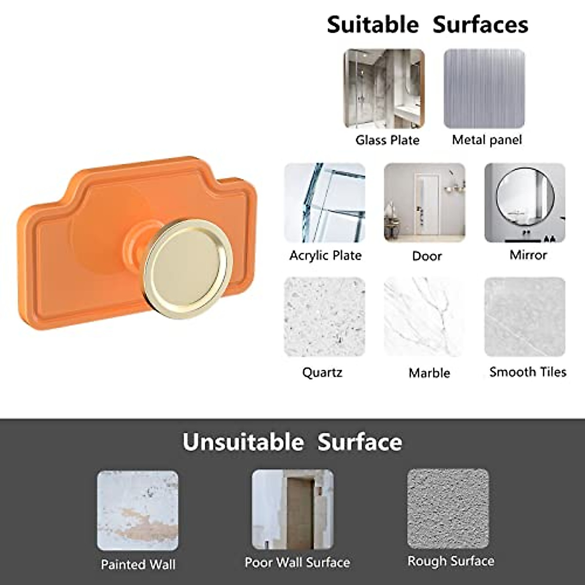 4Pack Adhesive Hooks Decorative Wall Door Heavy Duty Hooks for Hanging Hat Coats Clothes Hat Purse Keys, Waterprrof Bathroom Hooks Self Adhesive Hooks for Kitchen Towel (Orange)