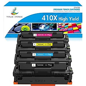 TRUE IMAGE Compatible Toner Cartridge Replacement for HP 410X 410A CF410X CF411X CF412X CF413X to use with Color Pro MFP M477fdw M477fdn M477fnw Pro M452dn M452nw M452dw Printer Toner Ink (4 Pack)