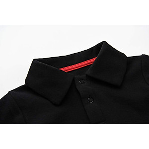 Teach Leanbh Infant Baby Polo Bodysuit Cotton Long Sleeve Pure Color Shirt 3-24 Months (12 Months, White)