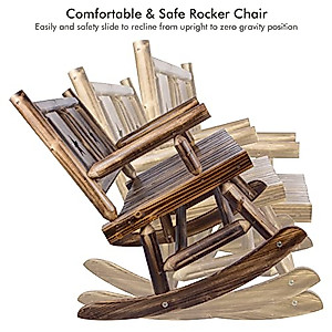 XCSOURCE Outdoor Rocking Bench, Wooden Double Outdoor Patio Rocker Chair for 2 Persons, Rustic Log Porch Bench for Farmhouse Decoration (Brown)