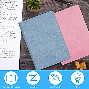 Boocalny 4 Rolls Book Cloth for Book Binding, 40 x 16 in Fabric Surface Paper Backed Book Cover, Weave Book 2 Colors Bookbinding Cloth for Adult DIY Book Scrapbooking, Album Cover （Pink and Blue）