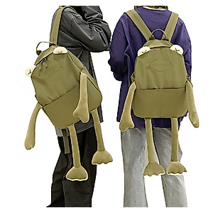 LaurelTree Kawaii Aesthetic Cute Funny Cartoon Frog Backpack Laptop Travel Bag School Students Teens Girls