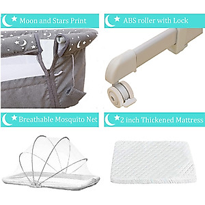 RDHOME Baby Bassinet & Baby Bedside Sleeper, Height Adjustable Portable Infant Cribs for Newborn with Breathable Net Cover, Comfy Mattress,Storage Bag