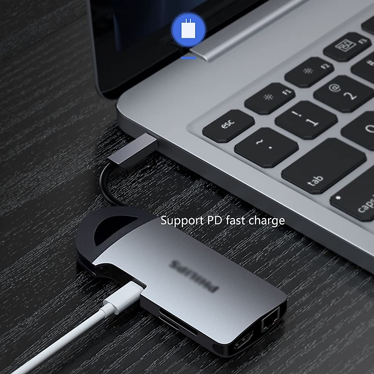 Port Expander USB C Docking Station 8-in-1 USB C Hub Adapter Aluminum Shell (4K HDMI, 3 USB3.0, SD/TF Card Reader, 60W PD, Ethernet Port USB Splitter