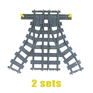 City Train Track - 2 Sets Track Switch Accessories Building Block, Road Flexible Rails Bricks Toys
