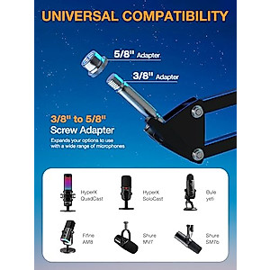 QuadCast Mic Arm Mic Stand, Boom Arm Microphone Arm for HyperX QuadCast SoloCast Blue Yeti Fifine AM8 and most Mic, Mic Stand Desk with Cable Management by SUNMON
