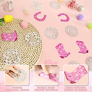 8 Pcs Cowgirl Bachelorette Party Decorations Glitter Cowgirl Disco Ball Garland String Western Cowgirl Party Hanging Decorations Cow Girls Hanging Swirls