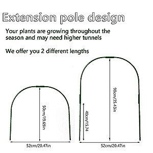 MISNODE 6PCS Greenhouse Hoops, 35.5 x 20.5 Inch Plant Support Garden Stakes, Rustproof Steel Tall Plant Grow Tunnel Hoop with Detachable Stakes for Garden Fabric Netting Raised Beds