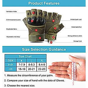 SUJAYU Tactical Gloves for Men, Fingerless Gloves Men for Airsoft Gun, Survival Gloves Combat Gloves Airsoft Gloves Driving Gloves Men Motorcycle Gloves for Men (Black, Large)