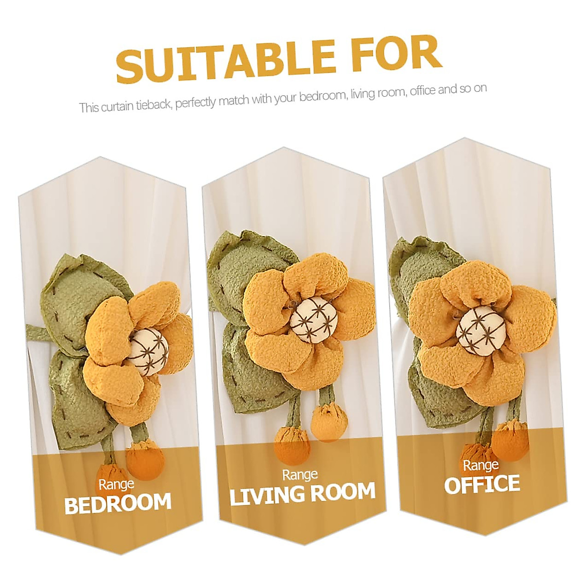 VOSAREA 2Pcs Decor Floral Curtain Tieback Holdback for Living Room Decorations