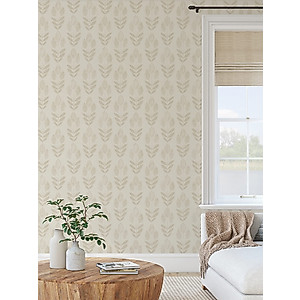 NuWallpaper Cream Folk Tulip Peel & Stick Wallpaper