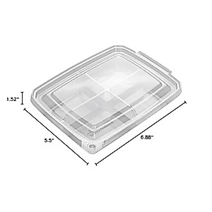 Tamper Tek 13 Ounce Rectangle Take Out Containers, 100 Durable Carryout Containers - Tamper-Evident, Freezable, Clear Plastic To-Go Containers, 4 Compartments, With Hinged Lids - Restaurantware