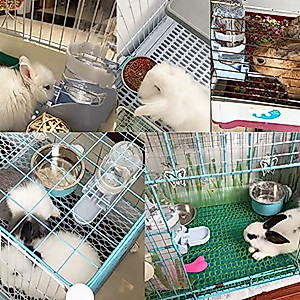 Crate Bunny Food Bowl Removable Stainless Steel Hanging Drinking Fountain Plasticbottle Water Dispenser Drinker Food Feeder Pet Cage Bowl Feeder Cup for Rabbits Cat Puppy Rats Guinea Pigs