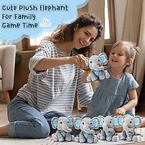 Libima 4 Pcs Small Elephant Stuffed Animals Bulk 6 Inch Cute Elephant Plush Sets Soft Cuddly Stuffed Elephants for Boys Girls Baby Birthday Baby Shower Gender Reveal Party Supplies Decor (Blue)