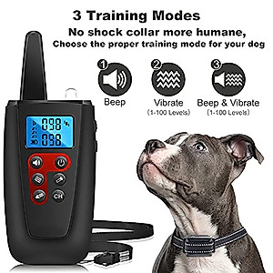 Paipaitek Dog Training Collar No Shock, 3300ft Range Vibrating Dog Collar, IPX7 Waterproof Dog Training Collar with Remote, No Prongs and No Shock, only Sound and Vibration Collar for Training Dogs