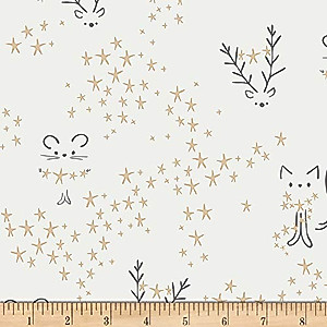 Art Gallery Fabrics Art Gallery Little Town Starbright Frost Fabric, White