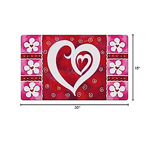 Toland Home Garden 800217 Heart & Flowers Valentines Door Mat 18x30 Inch Spring Outdoor Doormat for Entryway Indoor Entrance