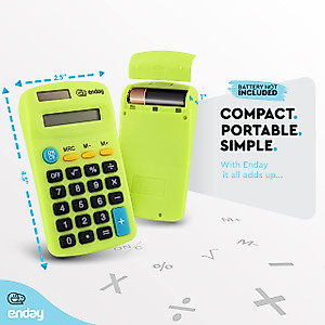 Pocket Size Calculator 8 Digit, Dual Power, Large LCD Display, School Student Desktop Accounting Office Calculators (Pack of 6) - by Emraw
