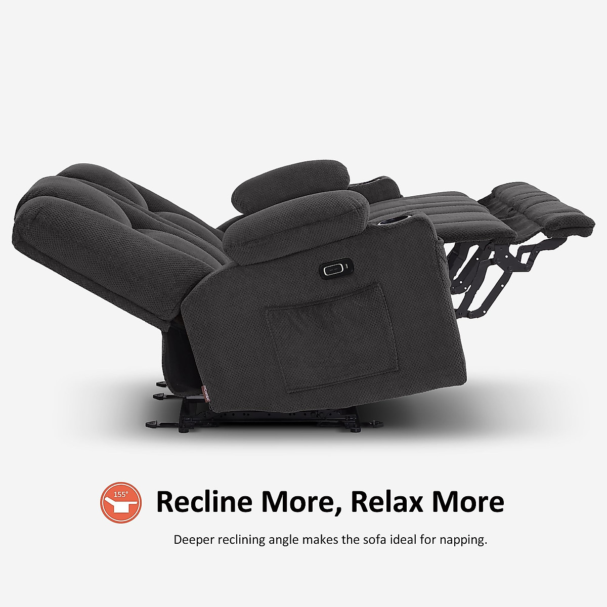 MCombo 61.8" Power Loveseat Recliner with Heat and Vibration, Fabric Electric Reclining Loveseat, USB Charge Port, Cup Holders for Living Room 6025 (Grey)