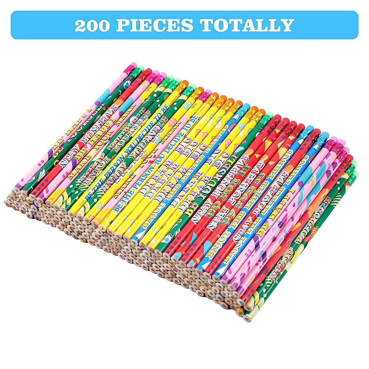 200 Pieces Scented Pencils Inspiring Pencils Motivational Encouragement Pencils Positive Pencils for Teachers Classrooms Reward Birthday Party Kids Gifts Supplie School,Learning Activities (200)