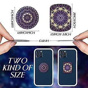 Weewooday 24 Pieces Phone Metal Plates Magnetic Mount Metal Plate for All Magnetic Car, Cell Phone, Tablet Holder, 12 Rectangle and 12 Round (Purple and Blue,Delicate Style)