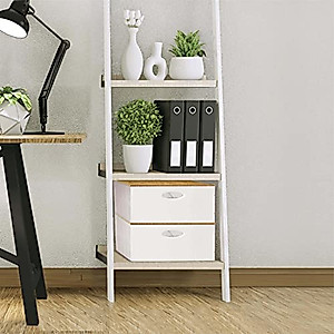 Ginsey Home Solutions Home+Solutions Plastic and Bamboo White Medium Crystal Bin - Multipurpose Storage Container (81521)