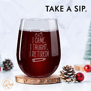 Retirement Gifts for Women 2022 - 2PC Retired Teachers Stemless Wine Glass 17Oz- Funny Teacher Gifts - Gifts for Daycare Provider - Teacher Appreciation Gifts - Retired Gifts for Professors