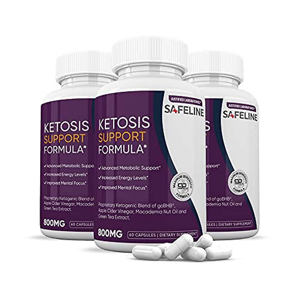 (3 Pack) Safeline Keto Pills Ketogenic Supplement Includes goBHB Apple Cider Vinegar Macadamia Nut Oil and Green Tea Advanced Ketosis Support for Men Women 180 Capsules